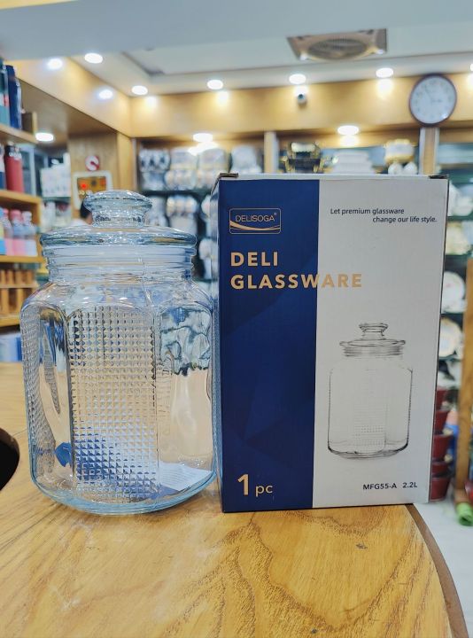 2.2 liter HEYOL Round Airtight Glass Jar Container Sales Glass Jar ...