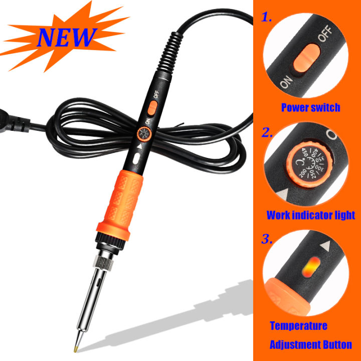 Adjustable Temperature Electric Soldering Irons 110V 220V 60W with Switch and Work Indicator New ...