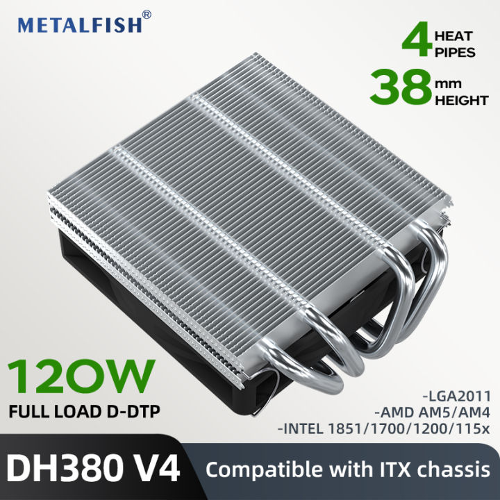 METALFISH DH380 Low Profile CPU Cooler 38mm Height 4 Heat pipe Radiator ...