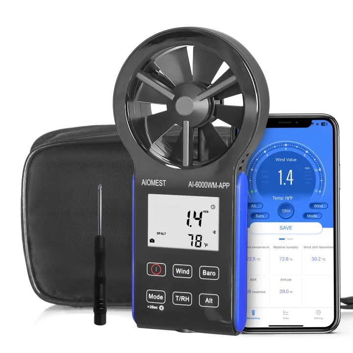HoldPeak Smart Touch Screen Anemometer 6000-WM-APP Digital Bluetooth ...