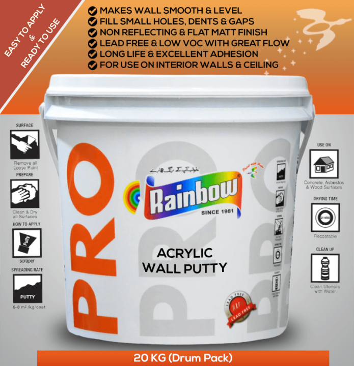 Rainbow PRO Wall Putty Drum (20 KG) | Daraz.pk