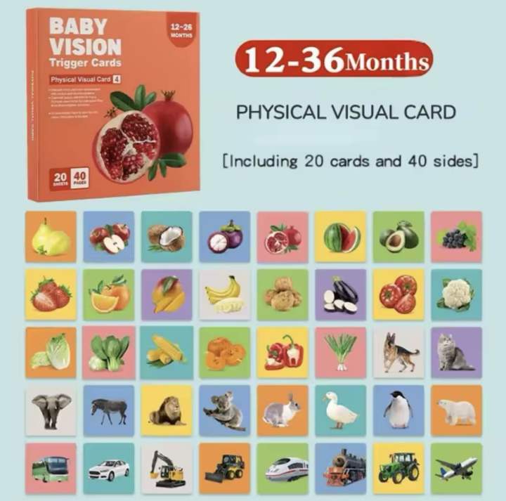 Montessori Baby Vision Stimulation Cards Black White High Contrast Card ...