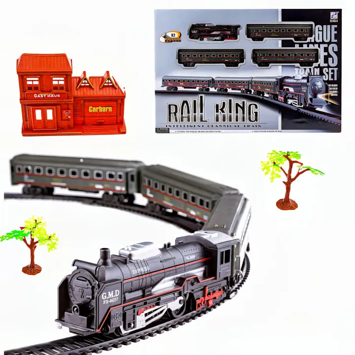 Rail King Toy Train Set – Electric Steam Locomotive with 3 Passenger ...