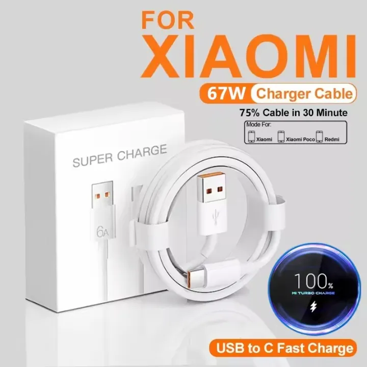 120W 6A Original Type C USB Fast Charging Cable For Xiaomi 12 13 14T 15 ...
