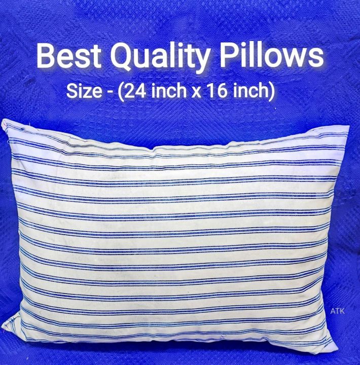 Pillow White With Stripe Blue | Daraz.lk