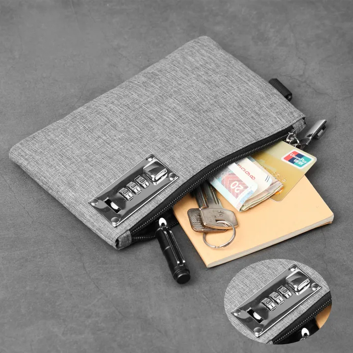Lockable Money Bag Coin Purse for Cash Passports Credit Cards Storage ...