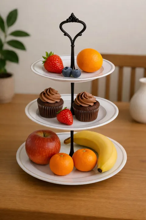 3 Tier Dessert Stand with Black Stand | Cupcake Stand | Fruit Serving ...