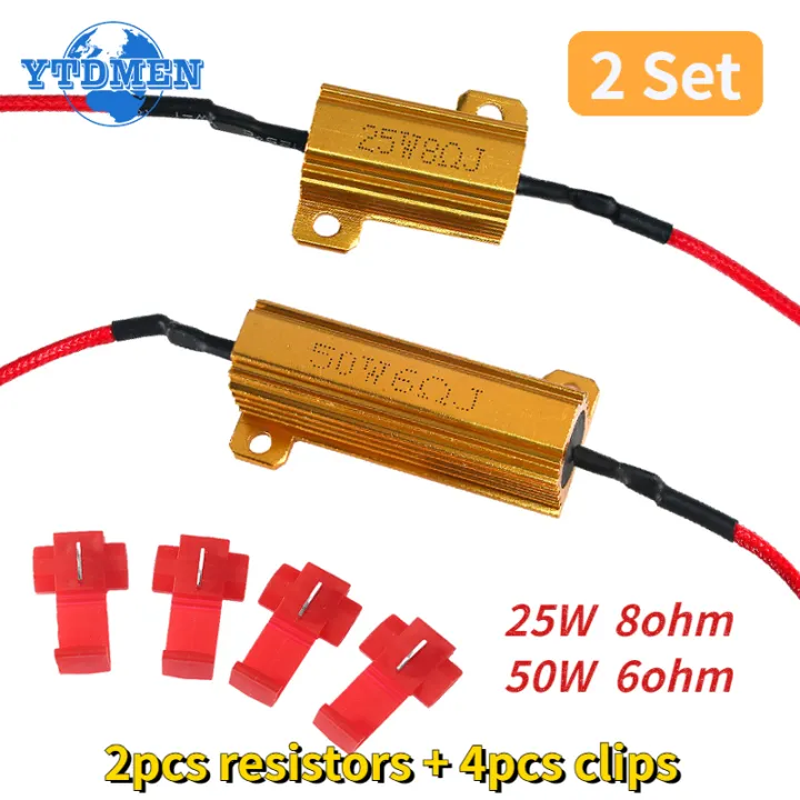 2Set Load Resistor 50W 6 Ohm 25W 8 Ohm Aluminum Shell Power Resistors ...