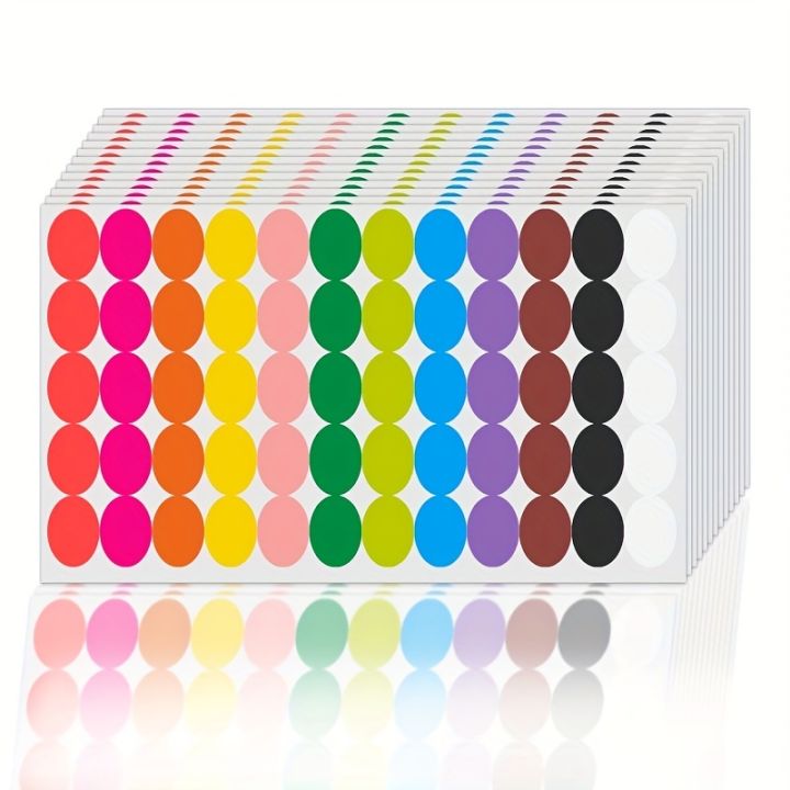 600 Pieces 3/4 Inch Round Color Coded Labels Dot Stickers in 12 Colors ...