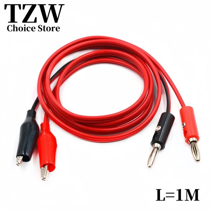 1M Alligator Cilp to AV Banana Plug Test Cable Lead Connector Dual ...
