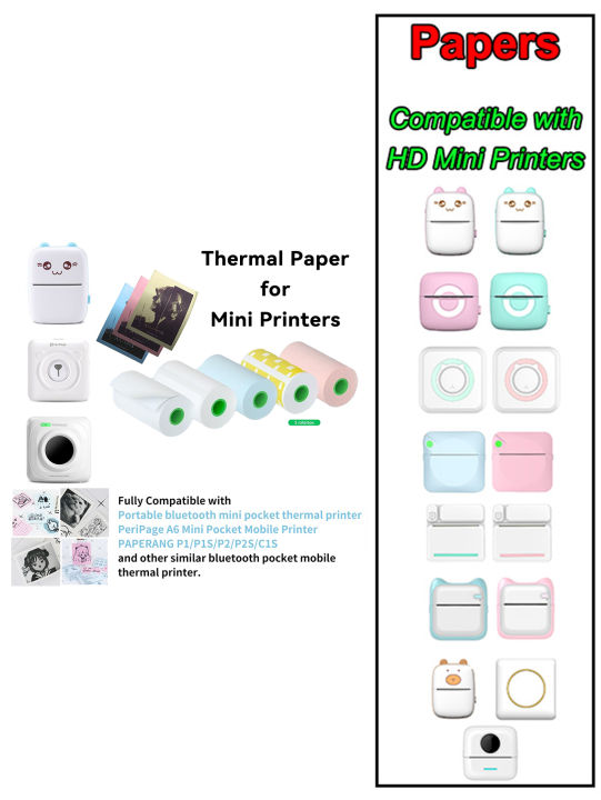 HD Mini Thermal Paper Labels Sticker Colors Photo Papers 56mm Rolls For ...