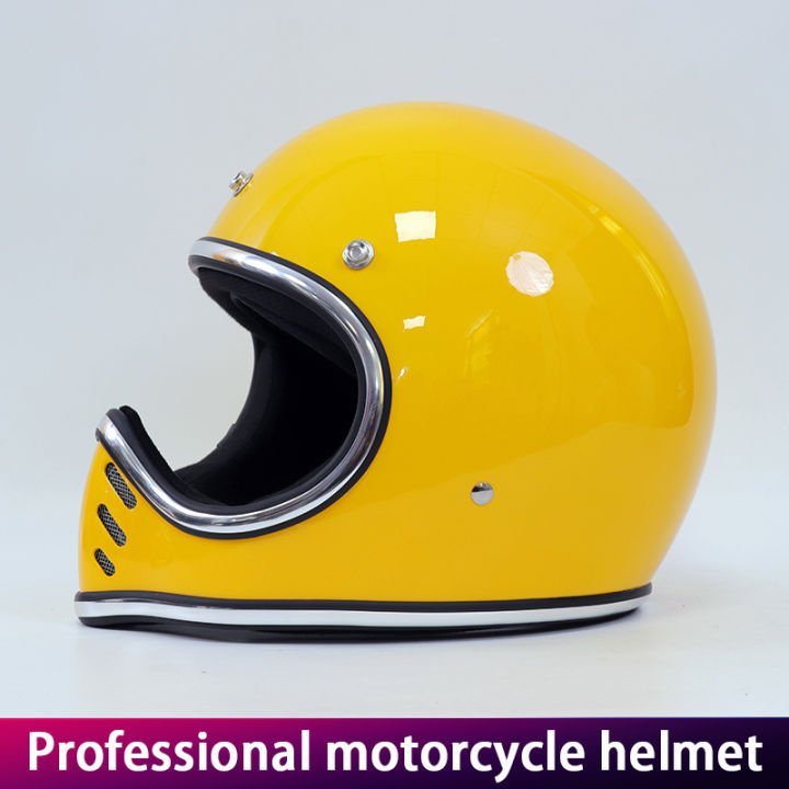 Retro Motorcycle Glass Fiber Material Helmet Unisex Small Body Cruise ...