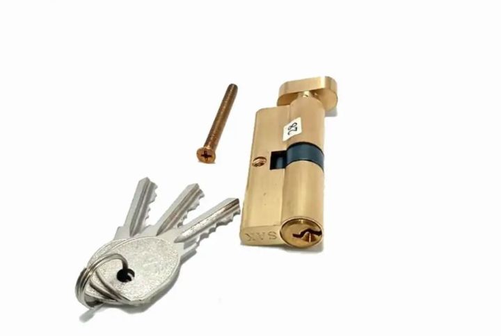 Brass Lock Cylinder with 3 Keys 63mm Double Open Cylinder Door Locks with 3 Brass Keys Brass ...