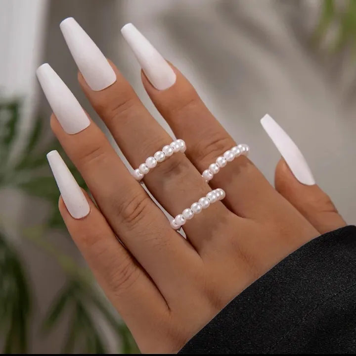 3 Pcs Pearl Finger Ring 3mm Pearl Size Dating Ring For Adult Girl ...