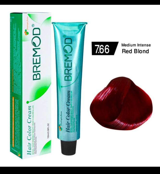 Bremod Hair Color Medium Intense Red Blond 7.66 With Developer | Daraz.pk