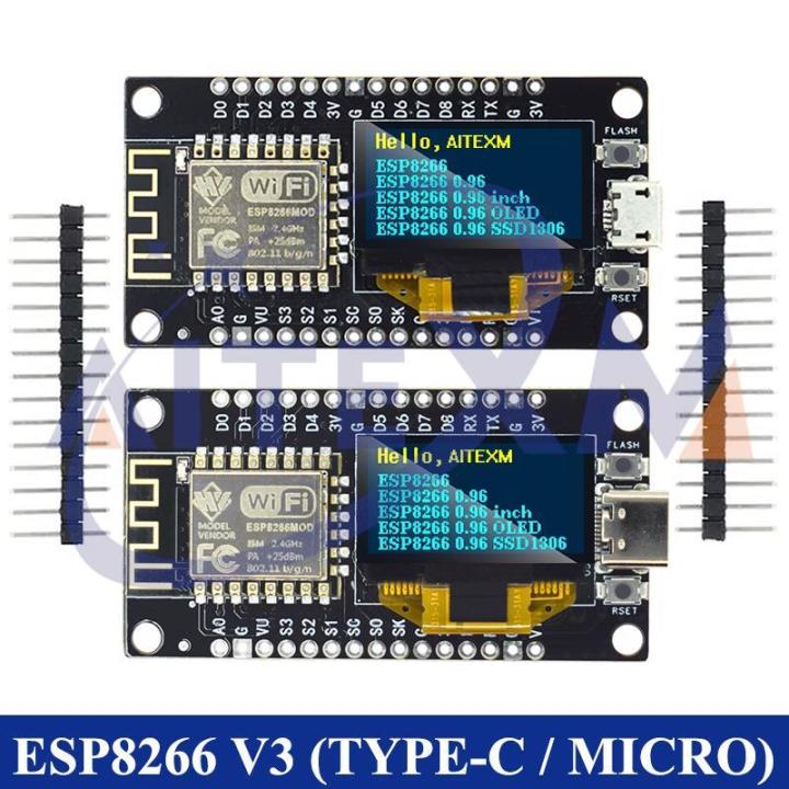 NodeMCU ESP8266 V3 Development Board With 0.96 Inch OLED Display CH340 ...