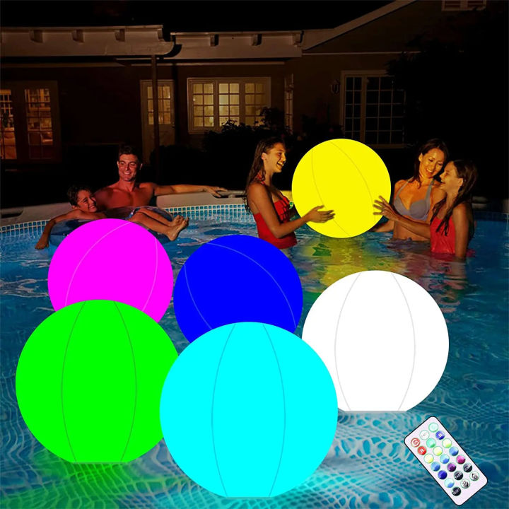 16 Colors Floating Pool Lights 40cm Large Inflatable Pool Beach Ball ...