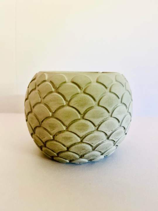 Fish Scale Pattern Cement Pots | Daraz.lk