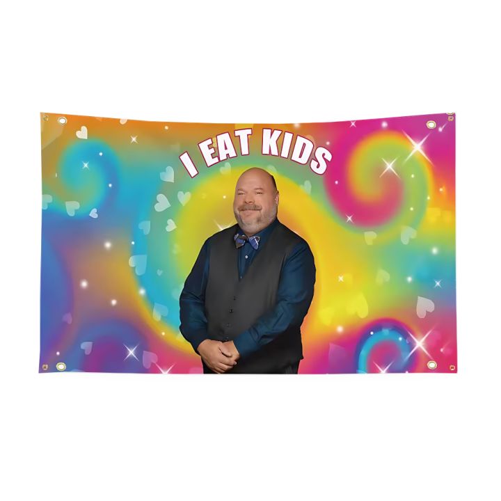 I EAT KIDS Bertram Prank Wall Flag to Hang Funny Flags for Rooms Garage ...
