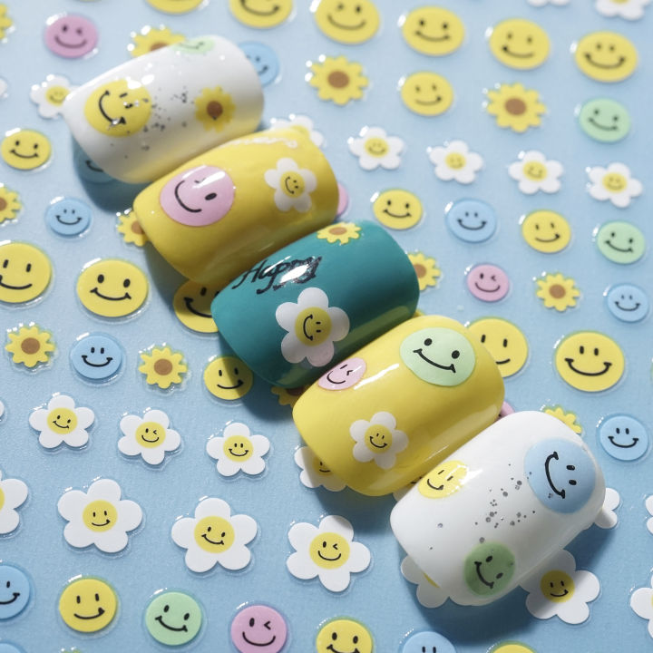 1 sheet Smile Nail Art 3D Stickers Nail Decals for Nails Smile Face ...