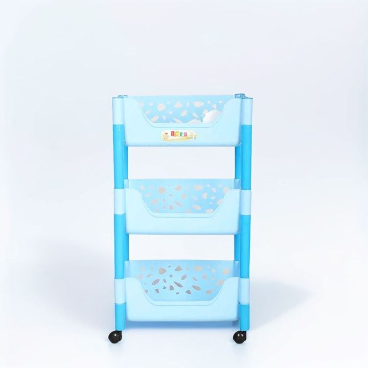 Multi-Story Storage Trolley, 4 Wheels Portable Kitchen Rack, Plastic ...