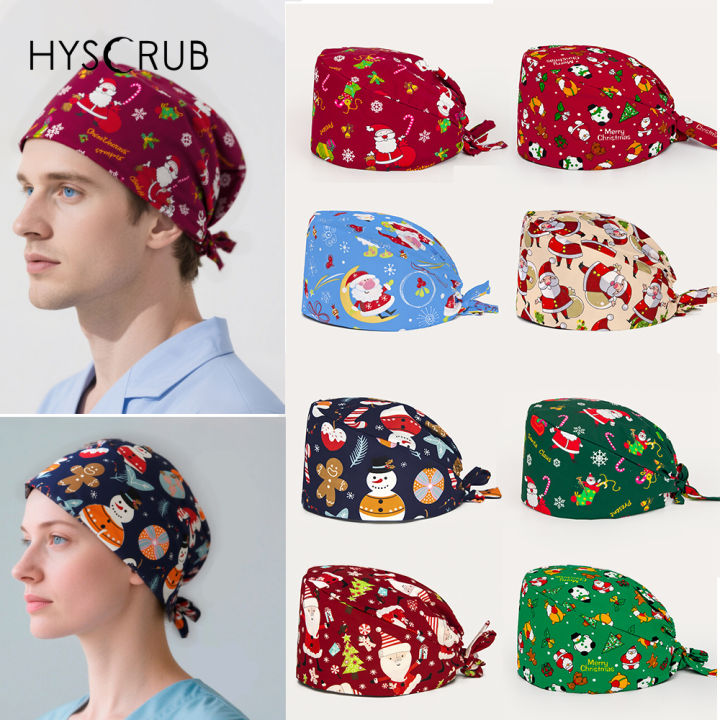 2025 Christmas Medical Surgical Hats for Men and Women Work Scrub Hat ...