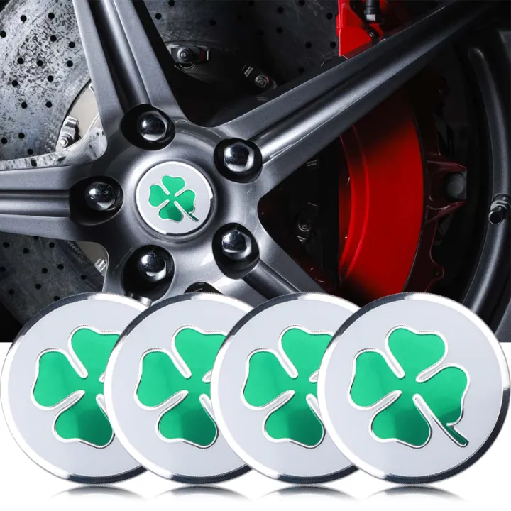 4Pcs 56mm Car Aluminium Sportiva Four Leaf Clover Logo Emblem Wheel ...