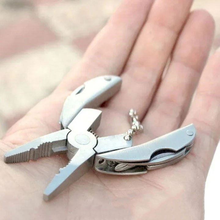Stainless Steel Outdoor Portable Multitool Pliers Knife Keychain ...