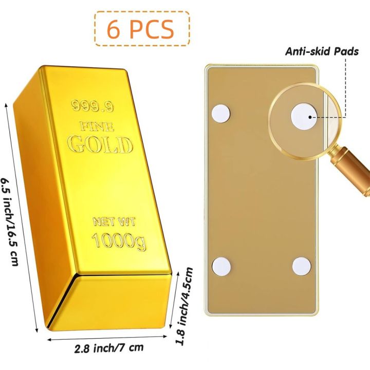 Fake Gold Bar Replica Golden Bullion Glittering Brick Decorative Movie ...