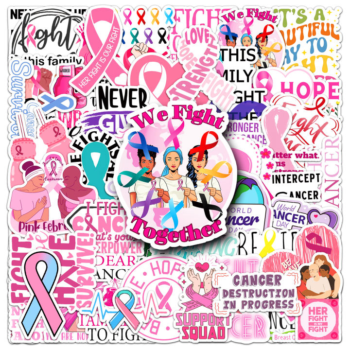 50 Piece Fight Cancer Stickers Waterproof DIY For Phones Laptop Car ...