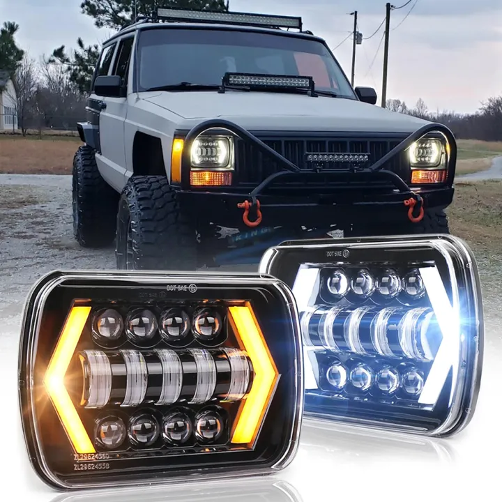5x7'' 7x6'' LED Headlights H6054 H5054 Headlamp Hi/Low Beam for Jeep ...