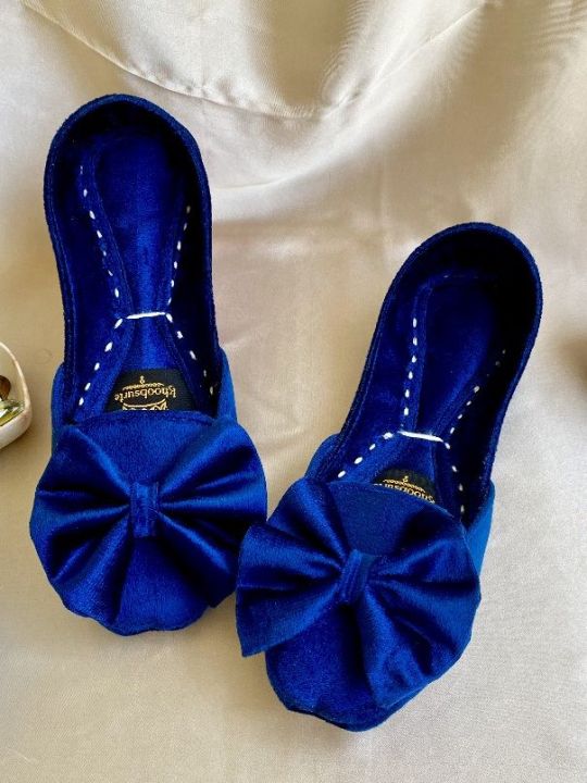 Blue valvet bow khussa soft and comfortable | Daraz.pk