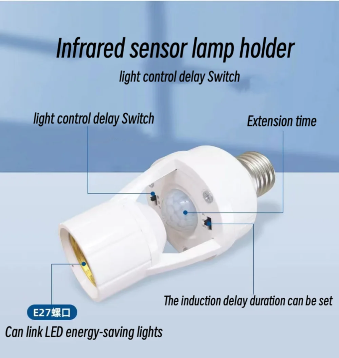 Surface-mounted infrared human body sensor switch lamp holder corridor ...