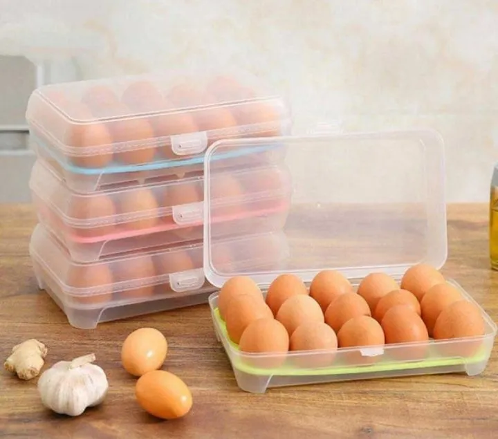 Delicate 15 Girds transparent Egg tray/Egg Storage Boxes/ Egg Refrigerator Holder | Daraz.pk