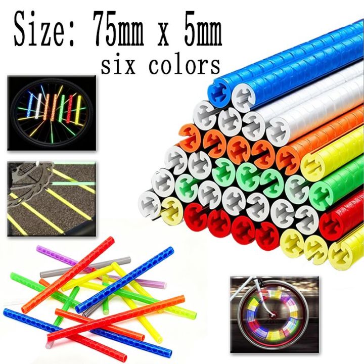 Bicycle Wheel Spokes Reflective Sticker Colorful Tube Strip Warning ...