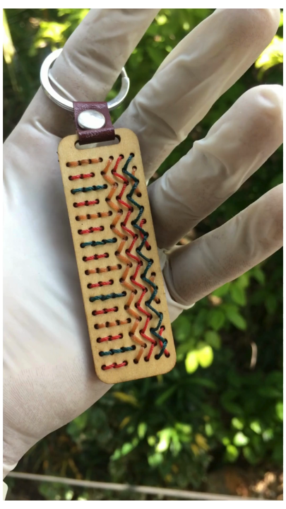 Handmade Wooden Embroidered Key Tag – Epoxy Finish & Rexin Backing ...