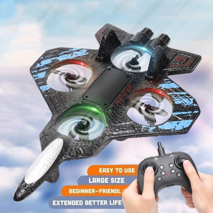 4DRC V32 Remote Control Fighter Jet - Foam RC Airplane with LED Lights ...