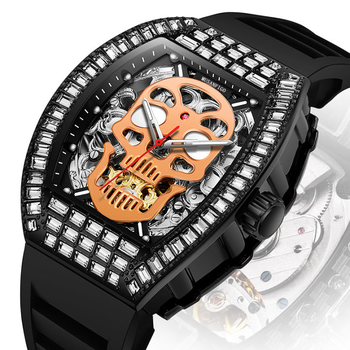 MUSANFIGO barrel shaped automatic mechanical watch, Ghost series men's ...