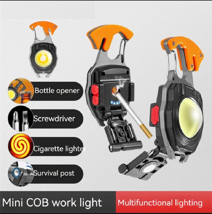 Multi Functional Powerfull LED Flashlight Key Chain Light, COB Multi ...