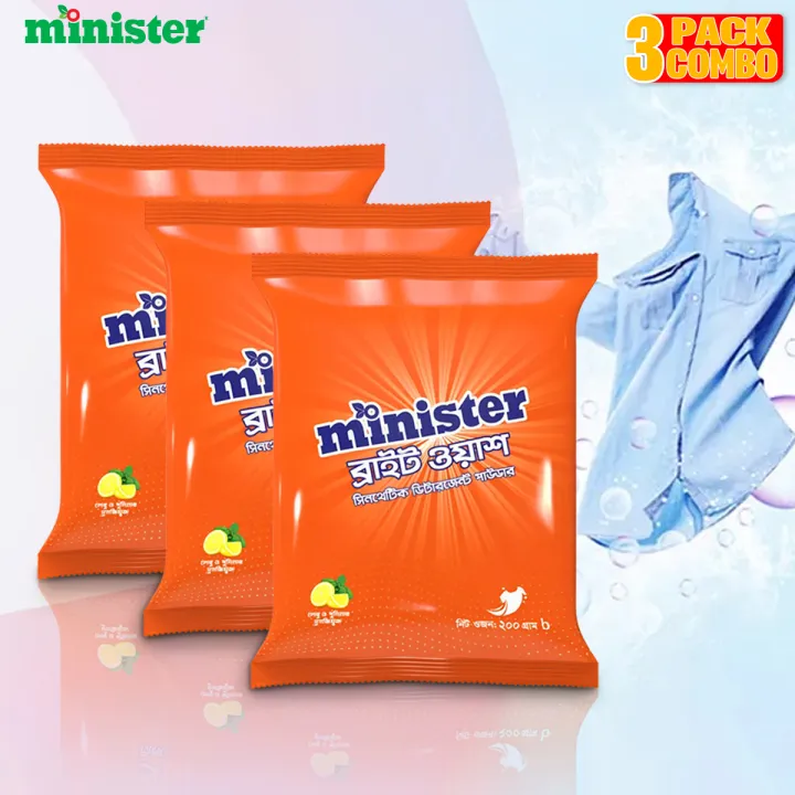 Minister Bright Wash Detergent 200gm X 3 Combo Pack | Daraz.com.bd