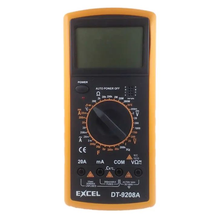 EXCEL DT9208A Digital Multimeter DC AC Voltage Current Resistance Capacitance Temperature ...