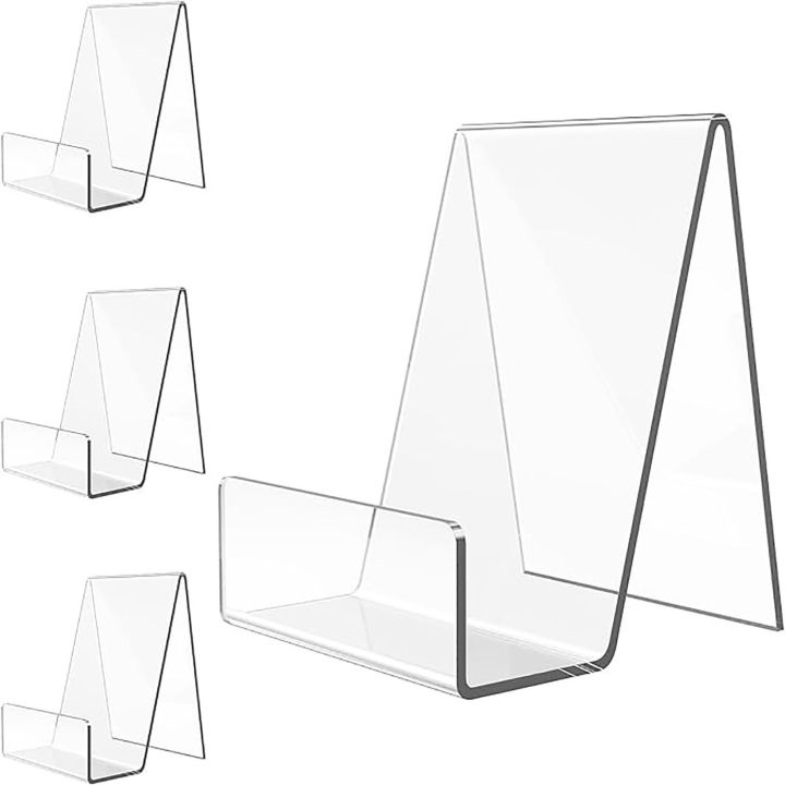 4 Pack Acrylic Book Stand, Book Holder for Display, Clear Easel Stand ...