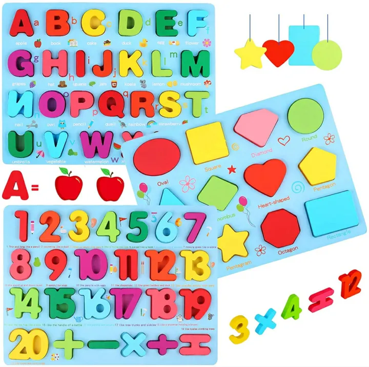 AdiChai Wooden My First Small Alphabet Puzzle Board Colorful Learning ...