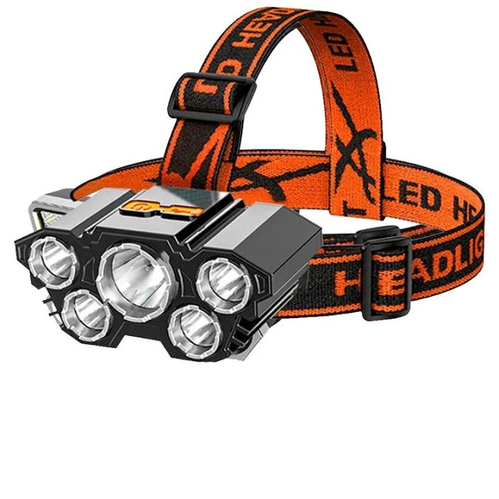 Five Headed Headlight Usb Strong Light Super Bright Rechargeable ...