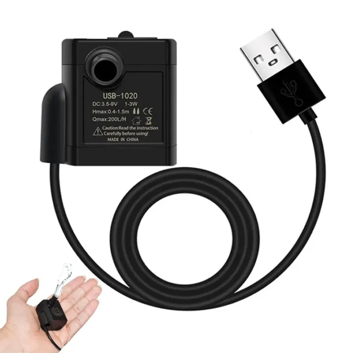 DC 5V USB Water Pump Micro 3W 200L/H Mini Submersible Pumps Pet Water ...