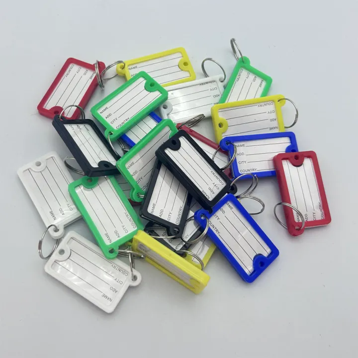 40pcs Colorful Luggage Tag DIY Keychain Plastic Tags Hotel Number ...