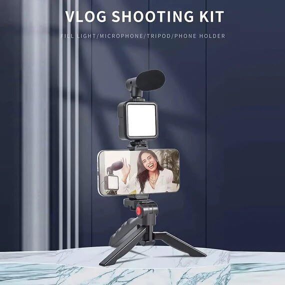 Tripod AY-49 Video Making Kit Wireless Remote Control Vlogging Tripod Microphone, Led Light ...