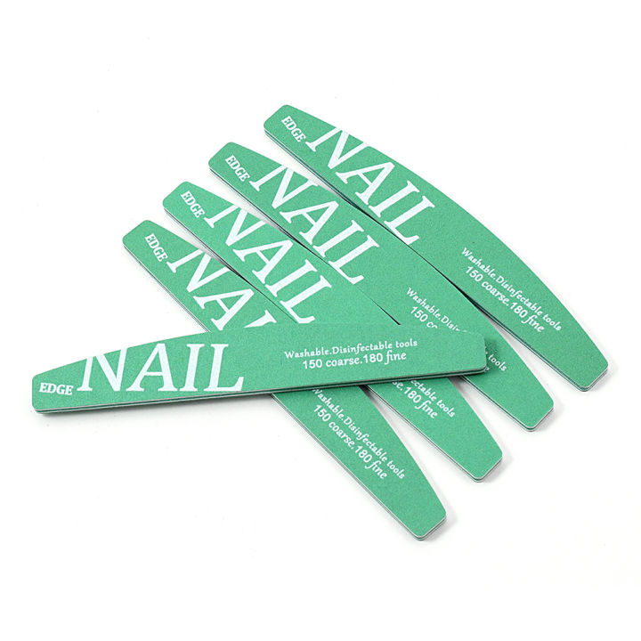 2/5pcs Set Green Half Moon Nail File Buffer Gentle Painless Dust-Free ...