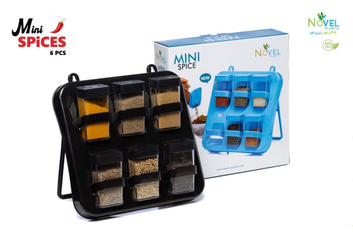 6 Pcs Mini Spice Rack | Plastic Masala Box with Stand | Kitchen Spice ...