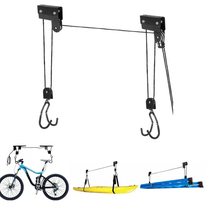 Bicycle Hoist Garage Storage Bike Lift Pulley System with 60kg Bearing ...